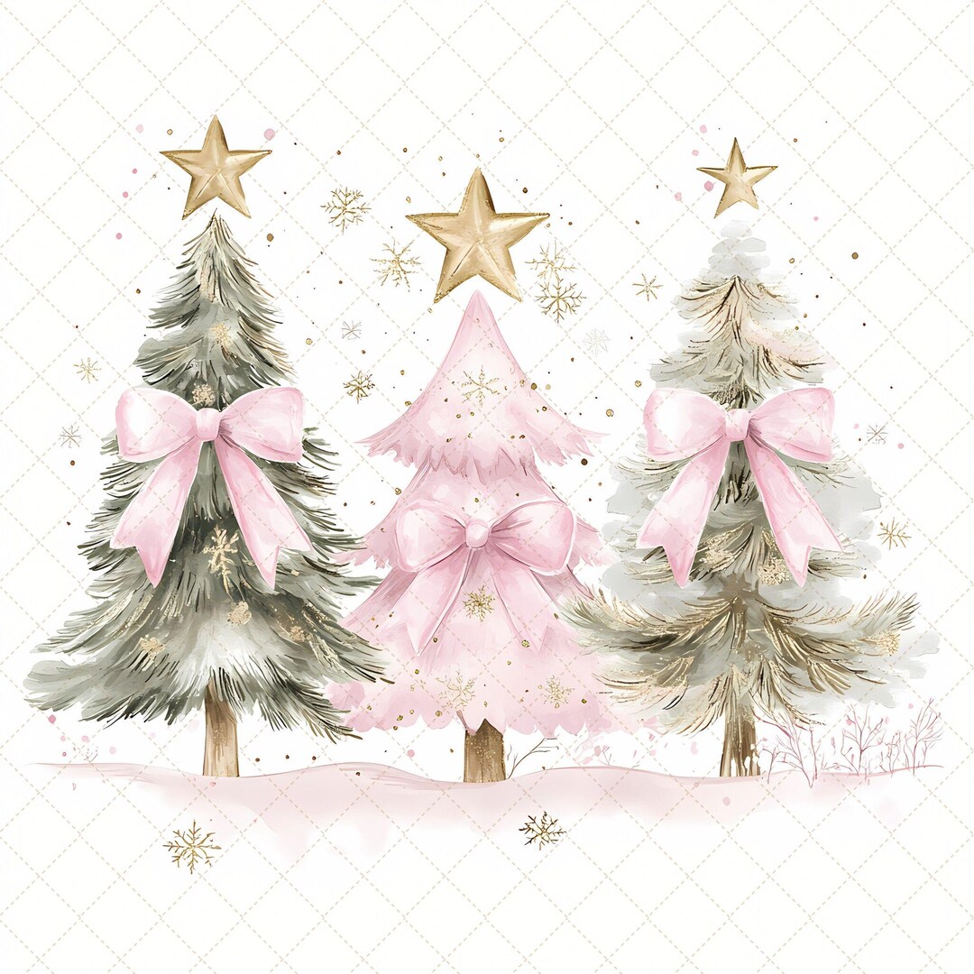 49 Girly Xmas Trees Bow Clipart, Pink Coquette Christmas Tree, Winter ...