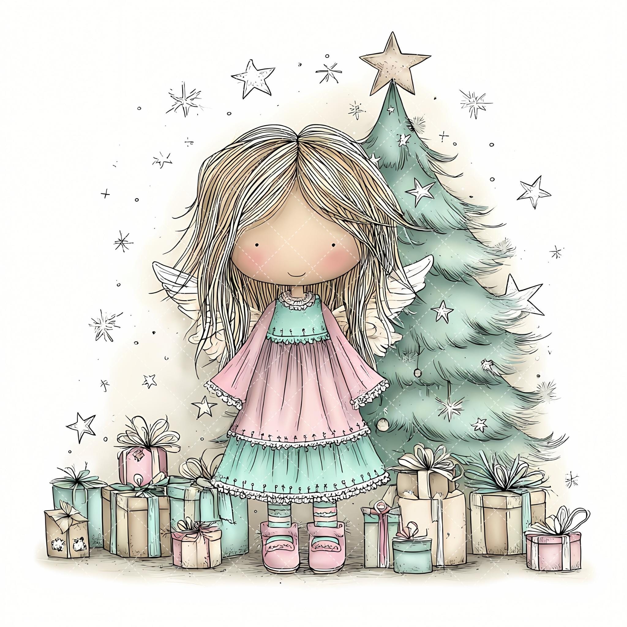 19 Christmas Little Girl Clipart, Christmas Tree, Christmas Card ...