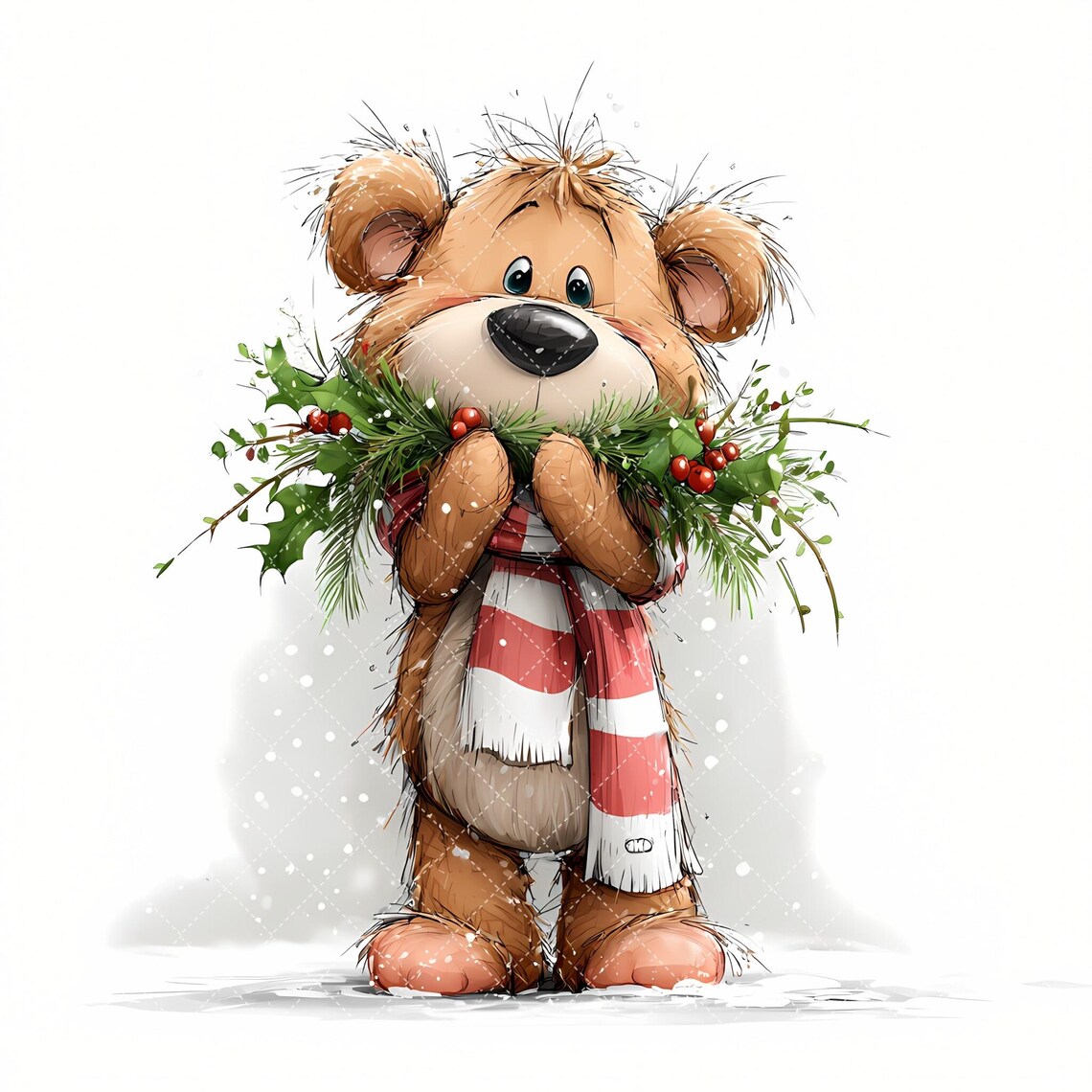 Christmas Teddy Bear Clipart: Festive Holiday Graphics (digital ...
