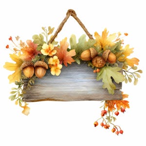 40 Autumn Bunting Clipart L Fall Leaves Garland L JPG Digital Download ...