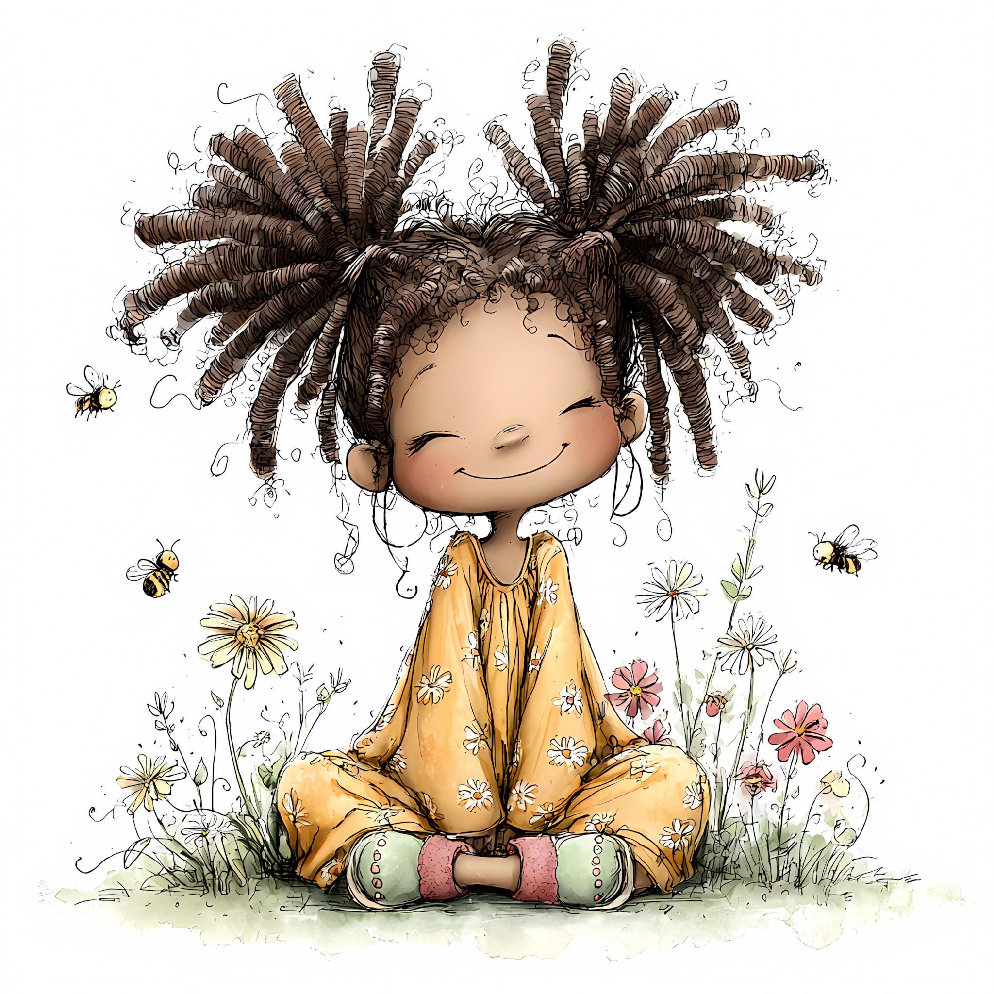 25 Boho Spring Flower Girl Clipart: Whimsical JPG Images (commercial ...