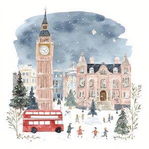 44 Christmas in London Clipart, Winter London, Cute London Travel ...