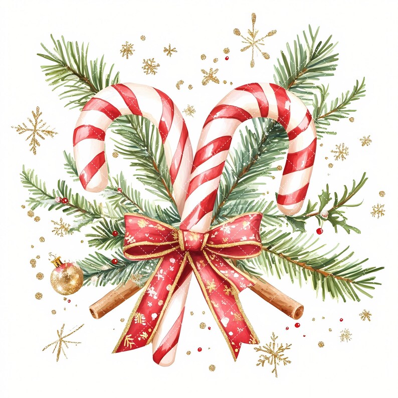 35 Candy Cane Clipart, Watercolor Christmas Sweets, Holiday Crafts ...
