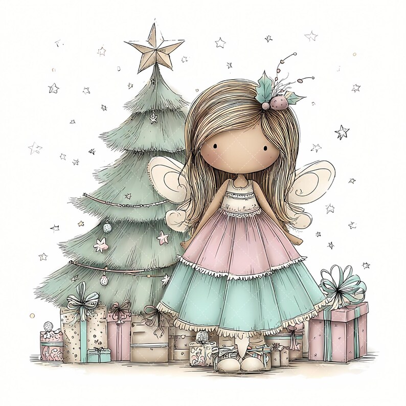 19 Christmas Little Girl Clipart, Christmas Tree, Christmas Card ...