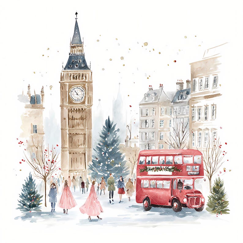 44 Christmas in London Clipart, Winter London, Cute London Travel ...