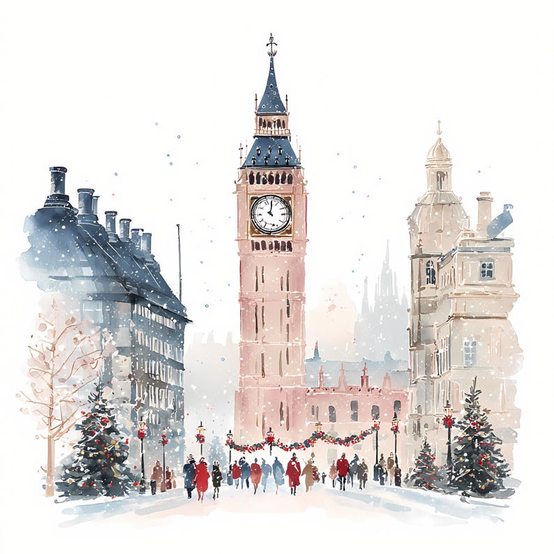 44 Christmas in London Clipart, Winter London, Cute London Travel ...