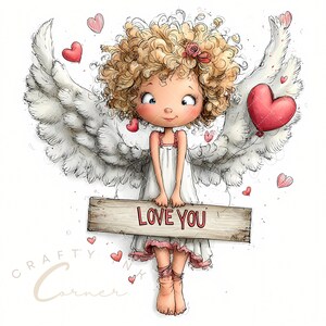 37 JPG Whimsical Cupid Valentine Clipart – Cute Watercolor Love Angel ...