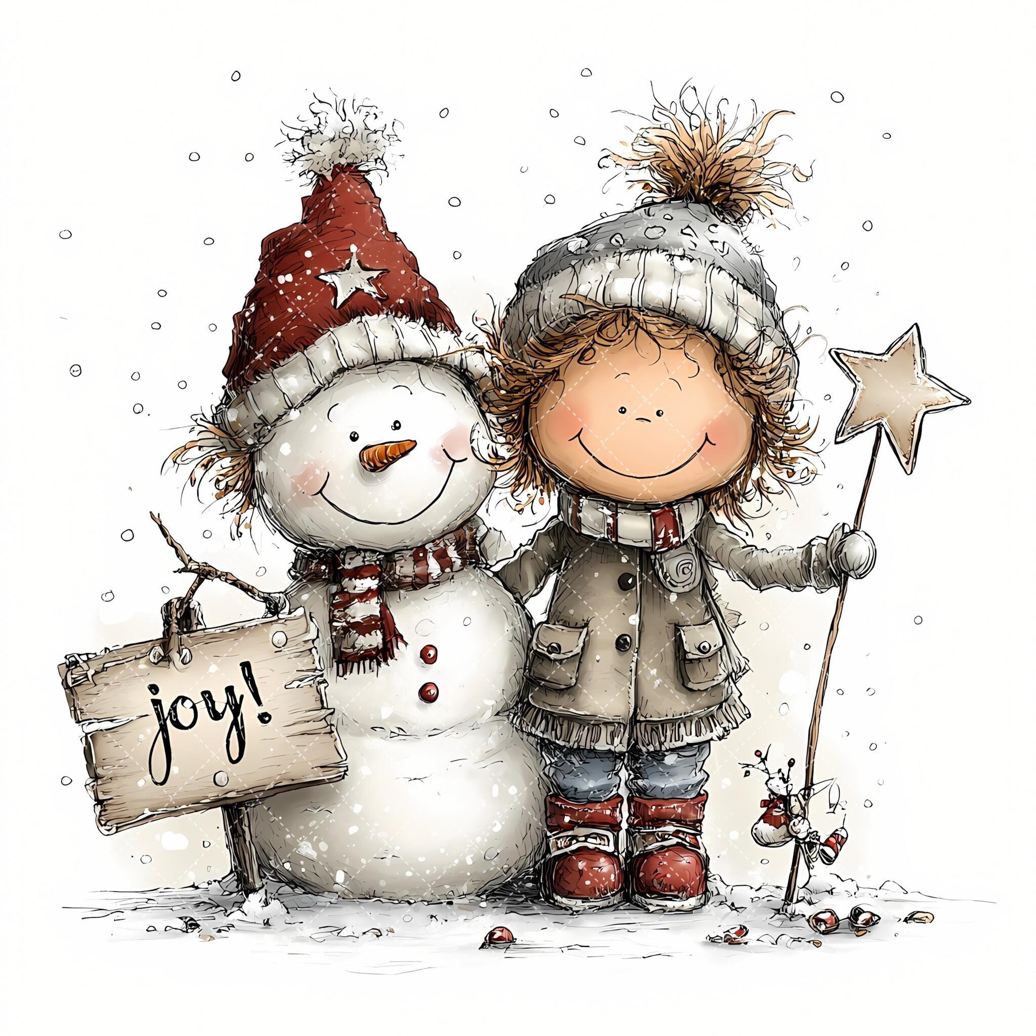 Christmas Joy Greetings Clipart: Cute Whimsical Winter Graphics ...