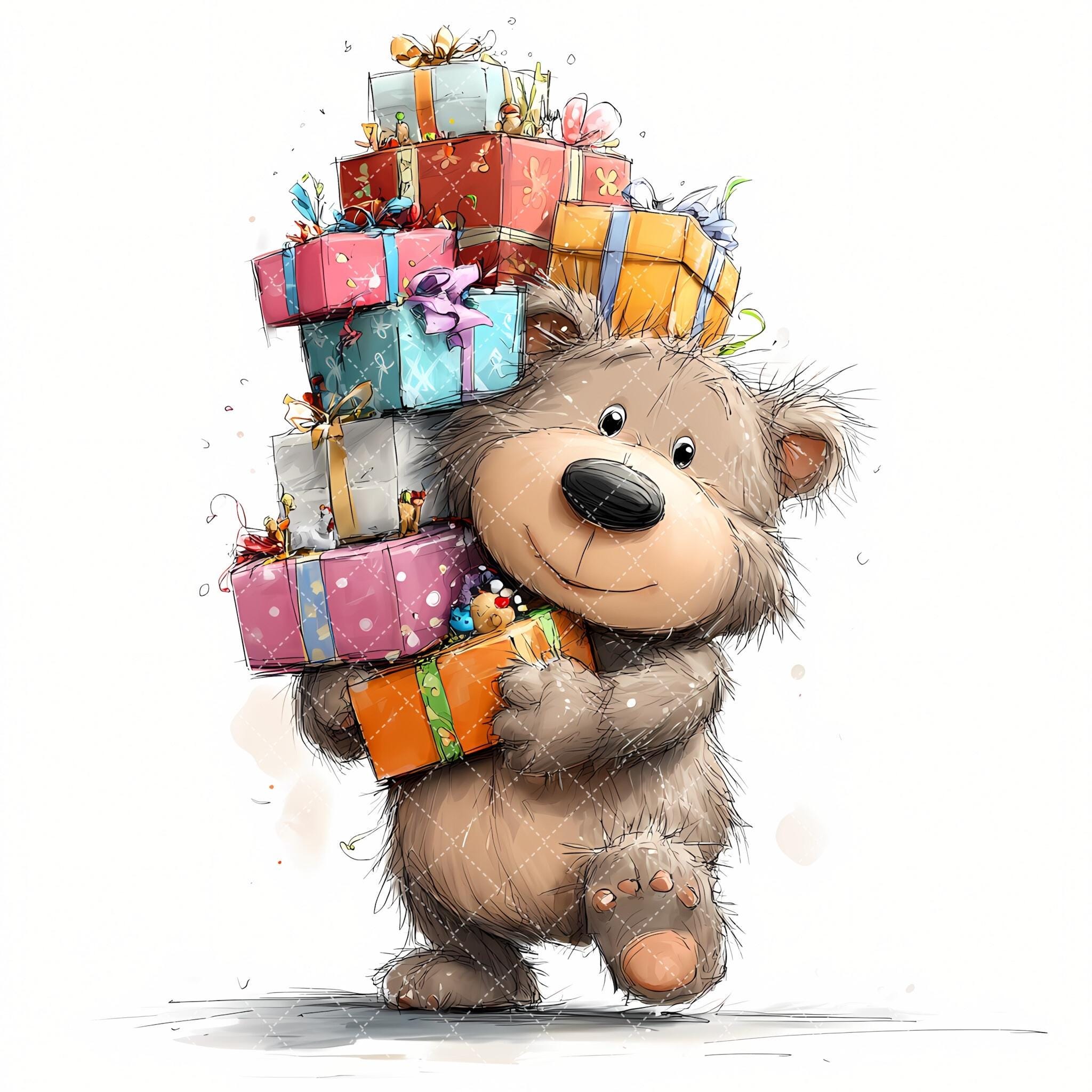 Christmas Teddy Bear Clipart: Festive Holiday Graphics (digital ...