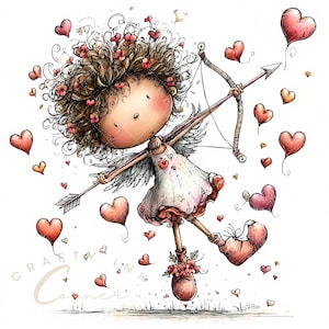 39 JPG Whimsical Valentine's Day Clipart: Sweet Illustrations (digital ...