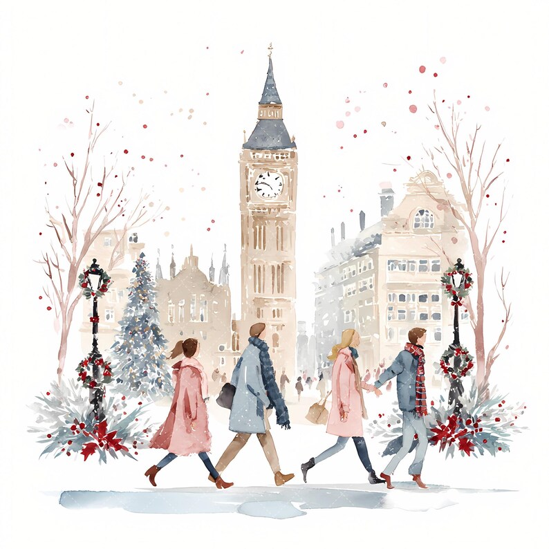 44 Christmas in London Clipart, Winter London, Cute London Travel ...
