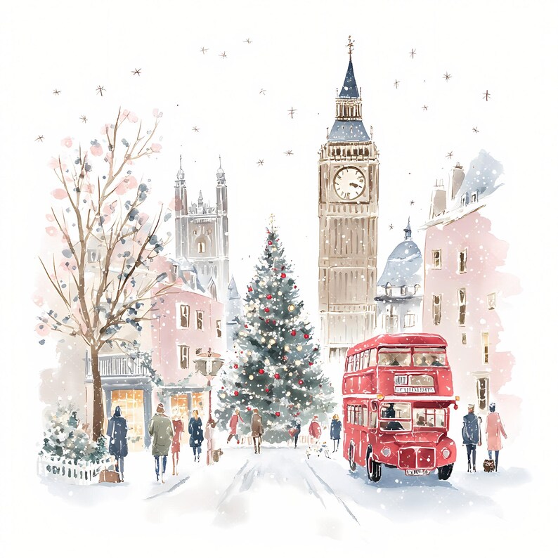 44 Christmas in London Clipart, Winter London, Cute London Travel ...