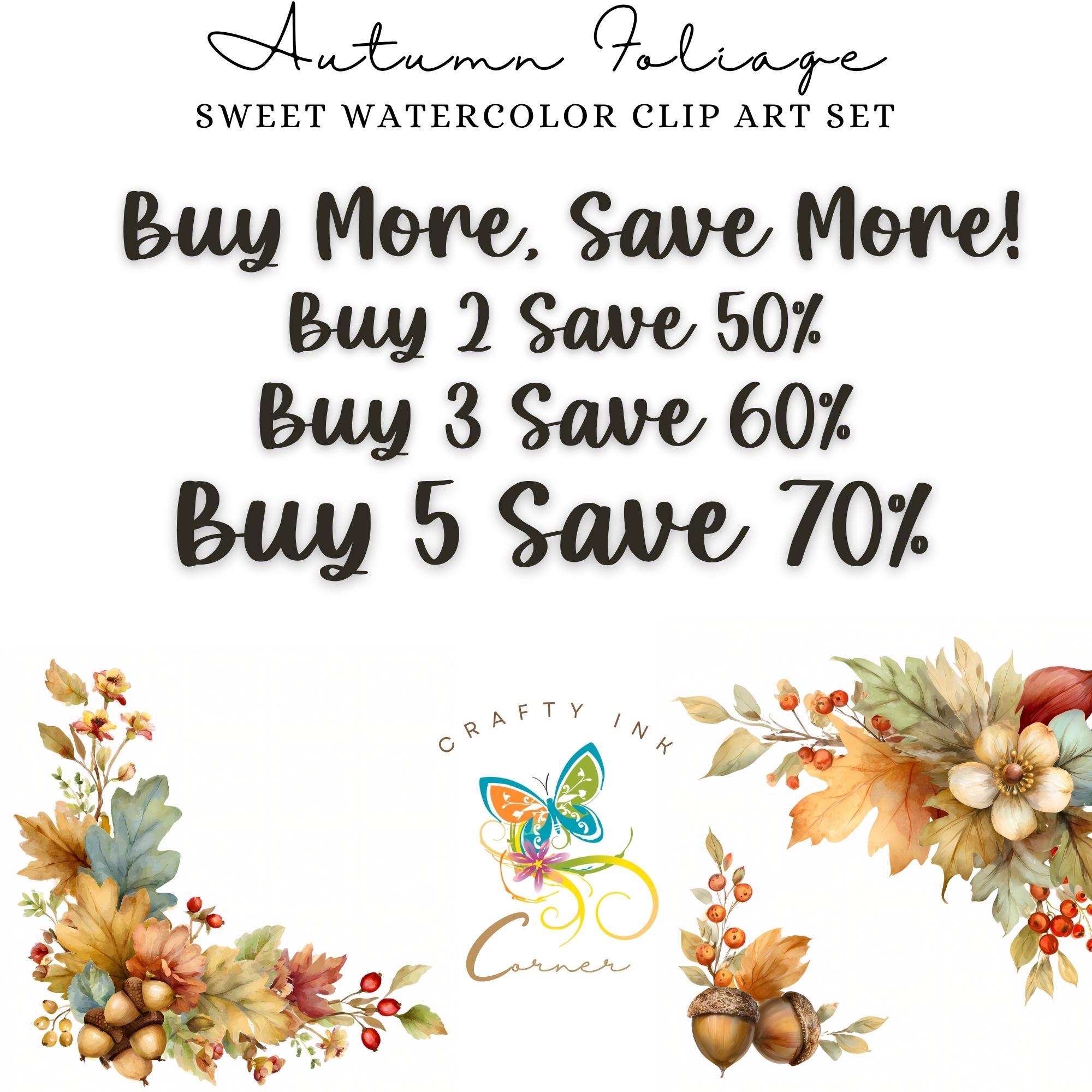 83 JPG Watercolor Fall Leaves & Acorn Cliparts, Autumn Borders Clipart ...