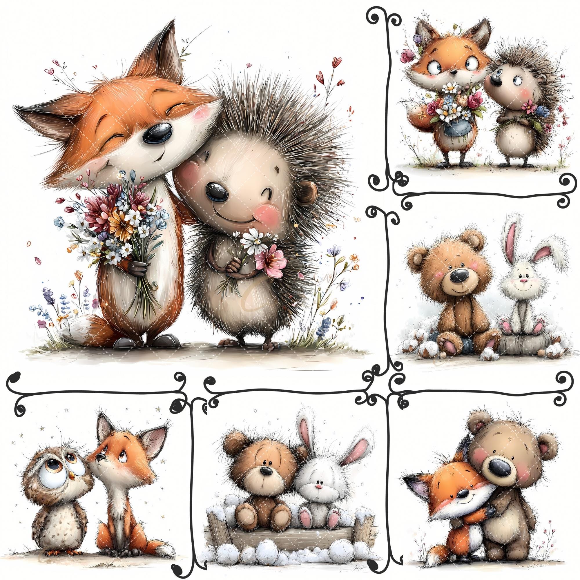Whimsical Woodland Animals Friends Clipart: Nursery Graphics (digital ...
