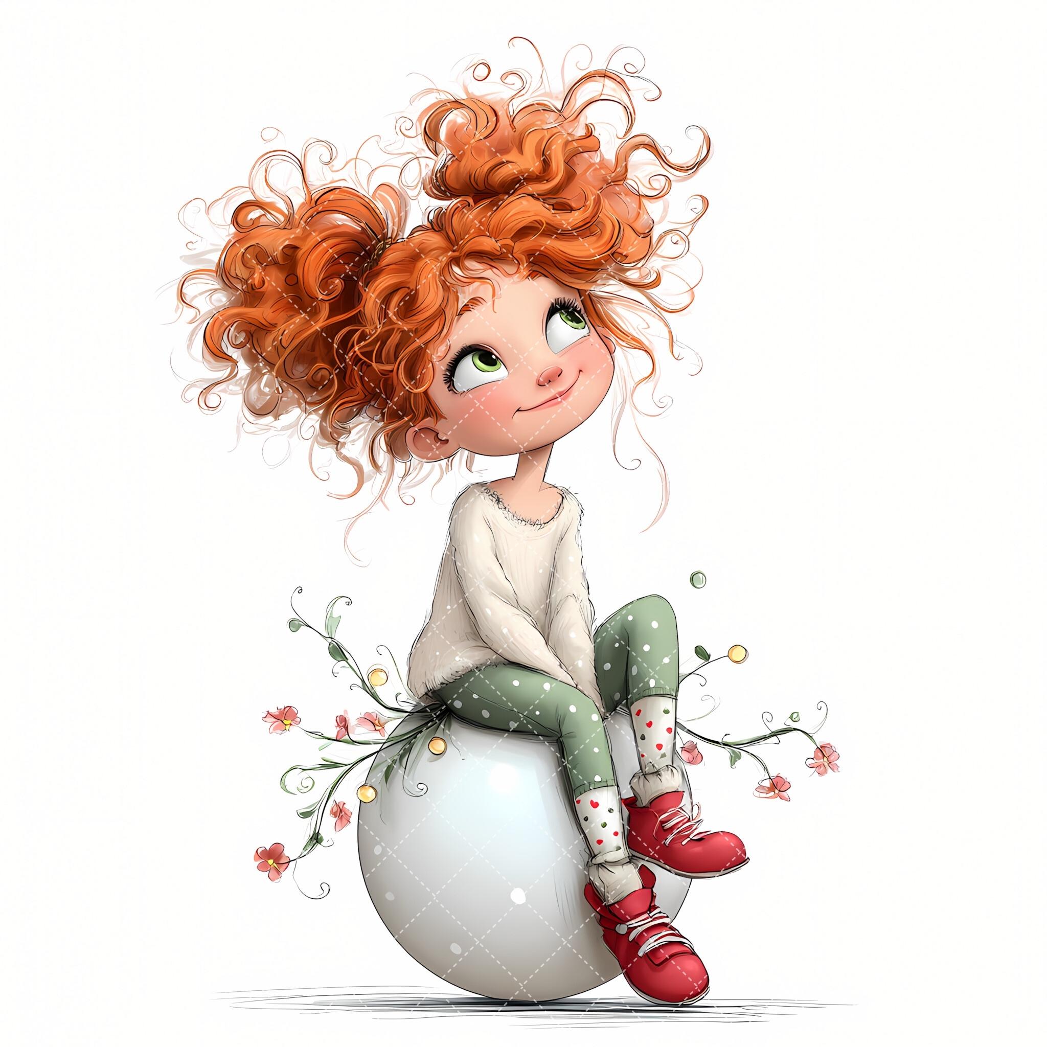 Whimsical Christmas Girl Clipart: Festive Girl JPG Holiday Graphics ...