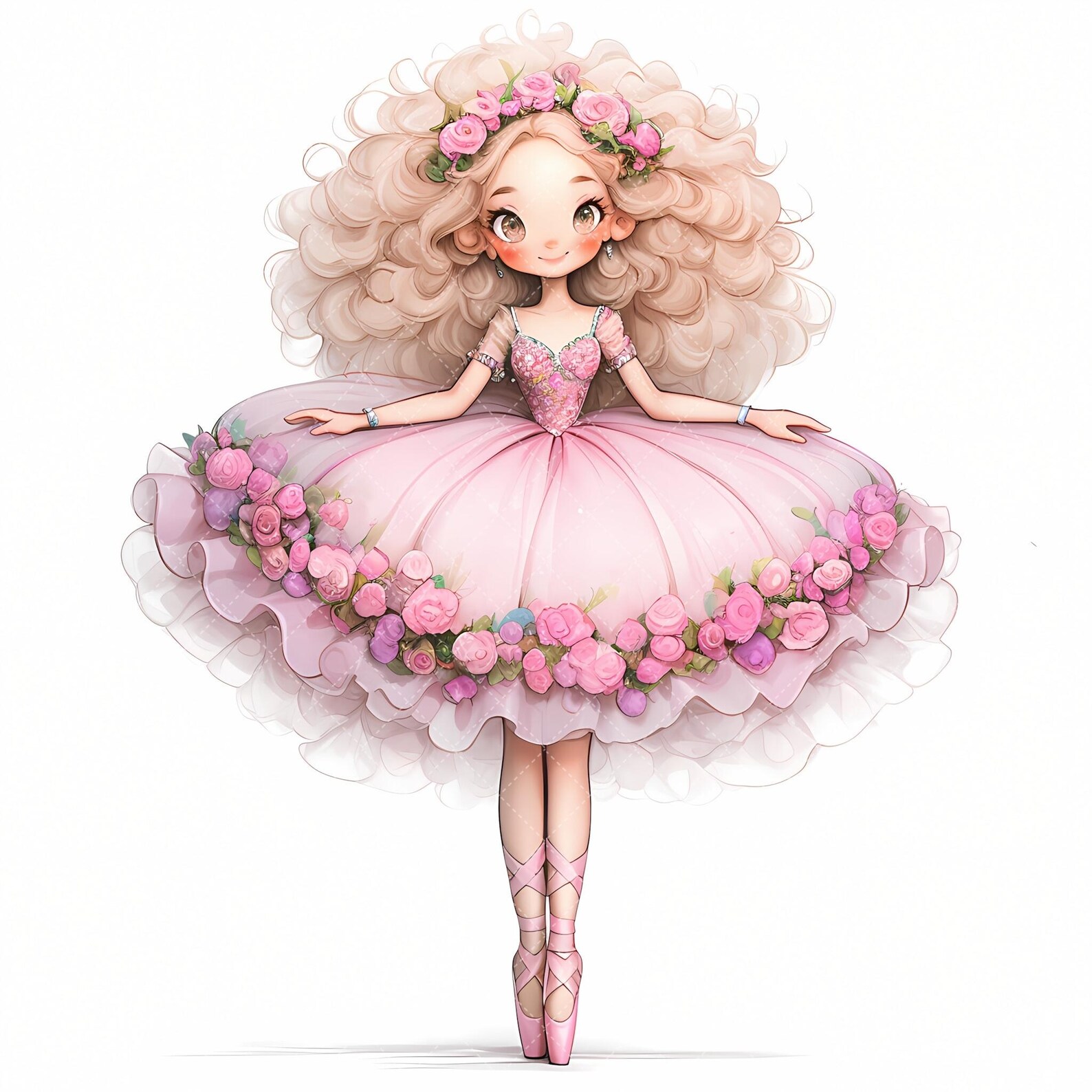 15 Watercolor Ballerina Girls Clipart Jpeg Bundle, Floral Girl Clipart ...