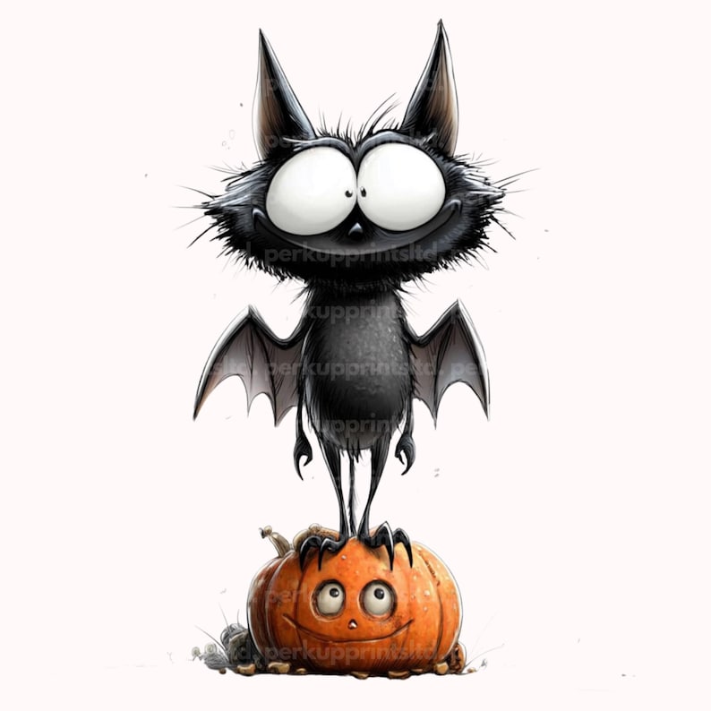 Funny Bat Clipart Cute Halloween Bats PNG Whimsical Bat Digital ...