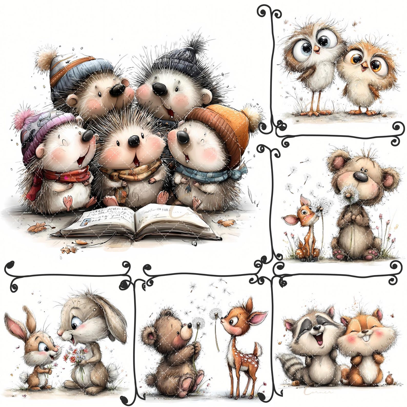 Whimsical Woodland Animals Friends Clipart: Nursery Graphics (digital ...