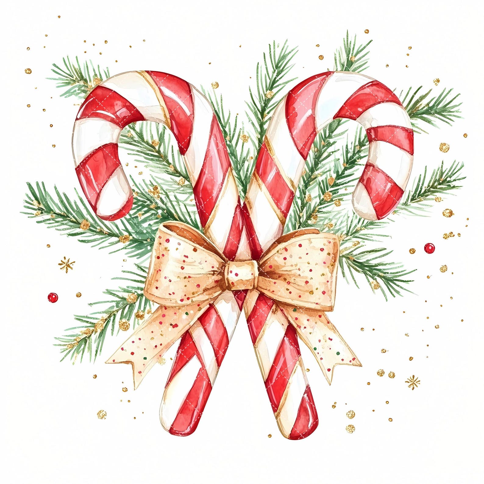 35 Candy Cane Clipart, Watercolor Christmas Sweets, Holiday Crafts ...