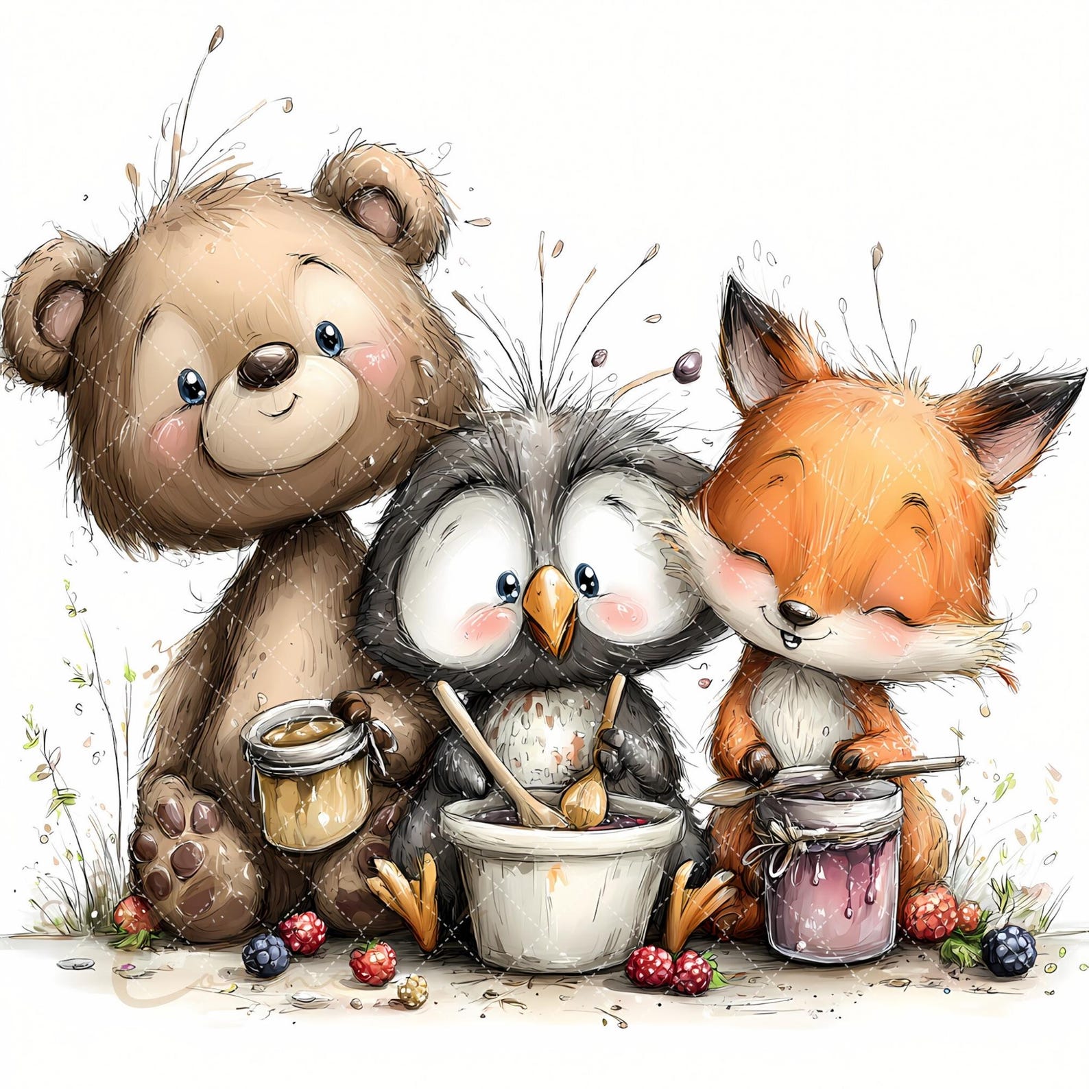 Whimsical Woodland Animals Friends Clipart: Nursery Graphics (digital ...