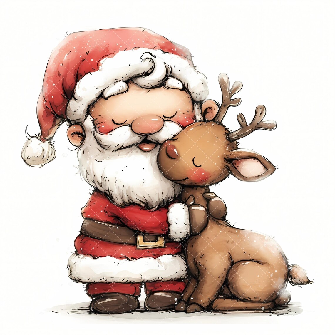 29 Quirky Santa & Reindeer Christmas Clipart, Planners Holiday Cards ...