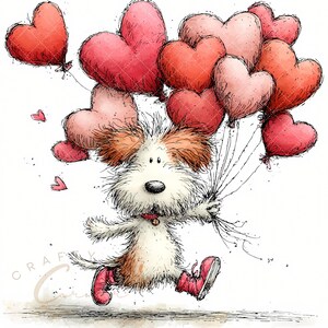 Dogs Valentine's Day Clipart | Adorable Whimsical Graphics | Digital ...