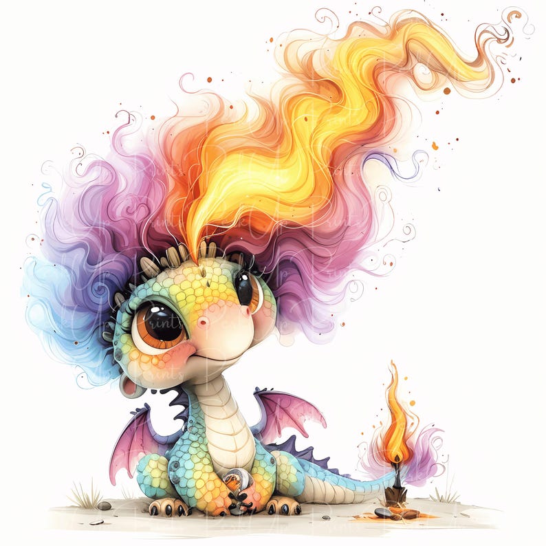Quirky Dragon Clipart Fantasy Funny Dragons PNG Whimsical Birthday ...