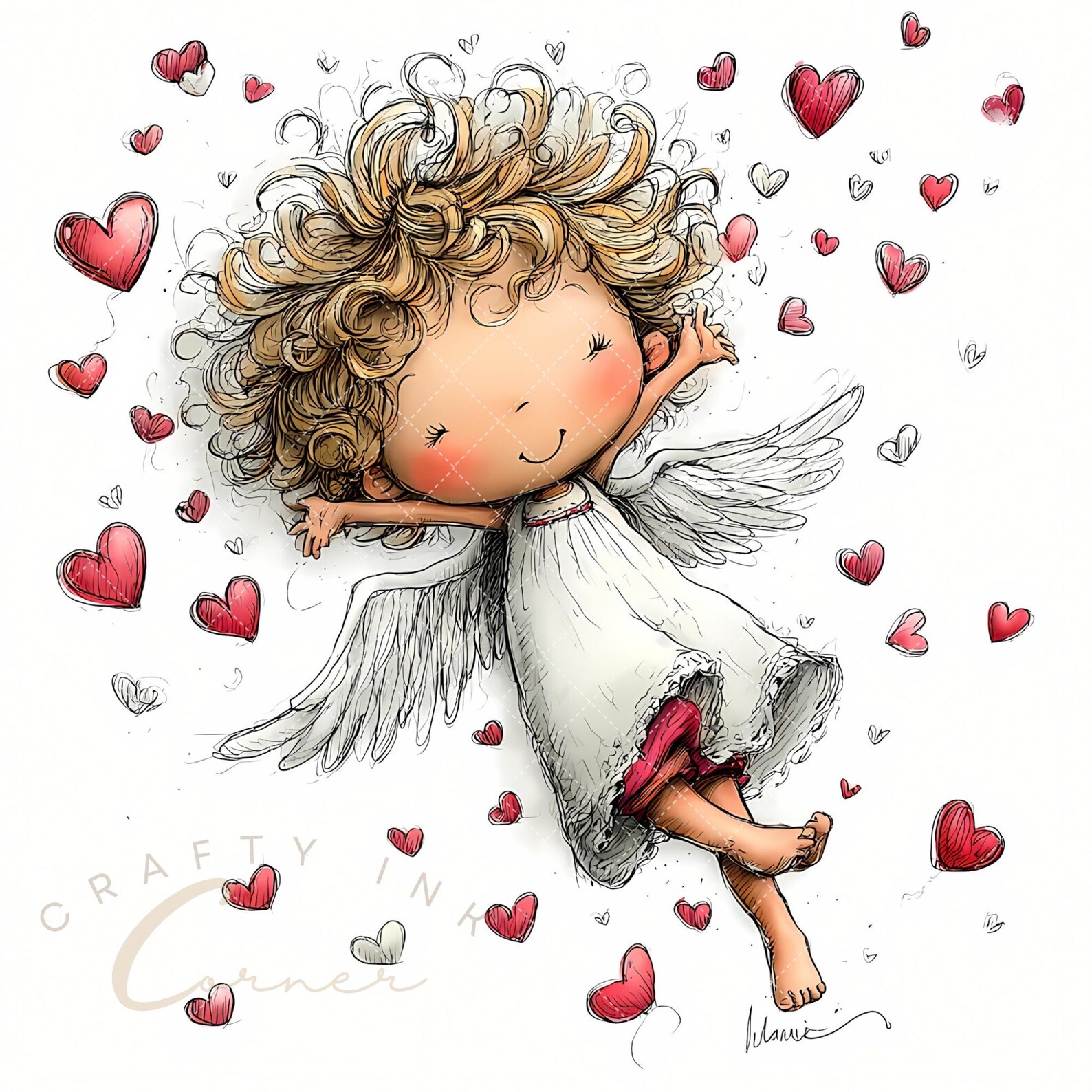37 JPG Whimsical Cupid Valentine Clipart – Cute Watercolor Love Angel ...