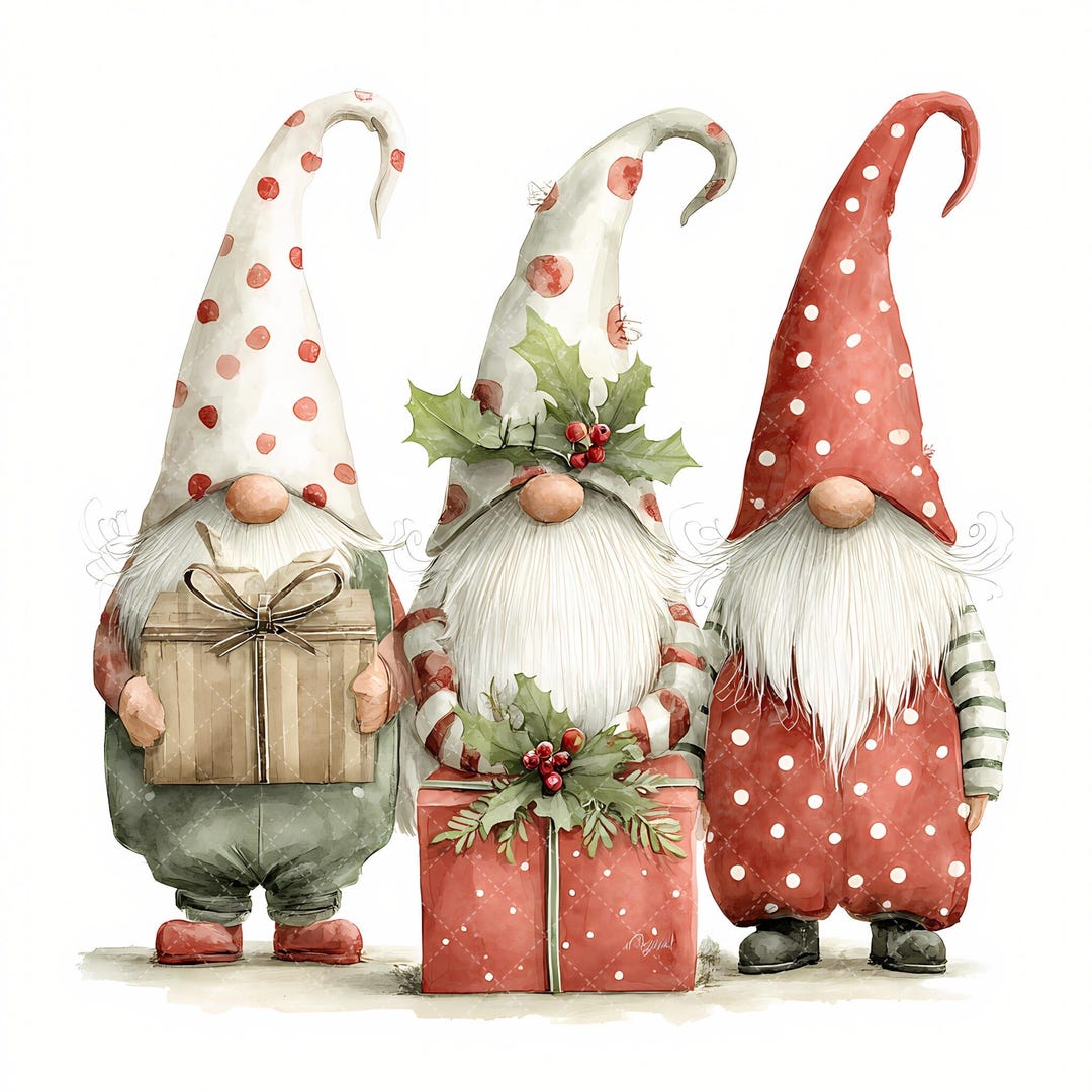 Christmas Gnomes Clipart: Festive Holiday Graphics (digital Download ...