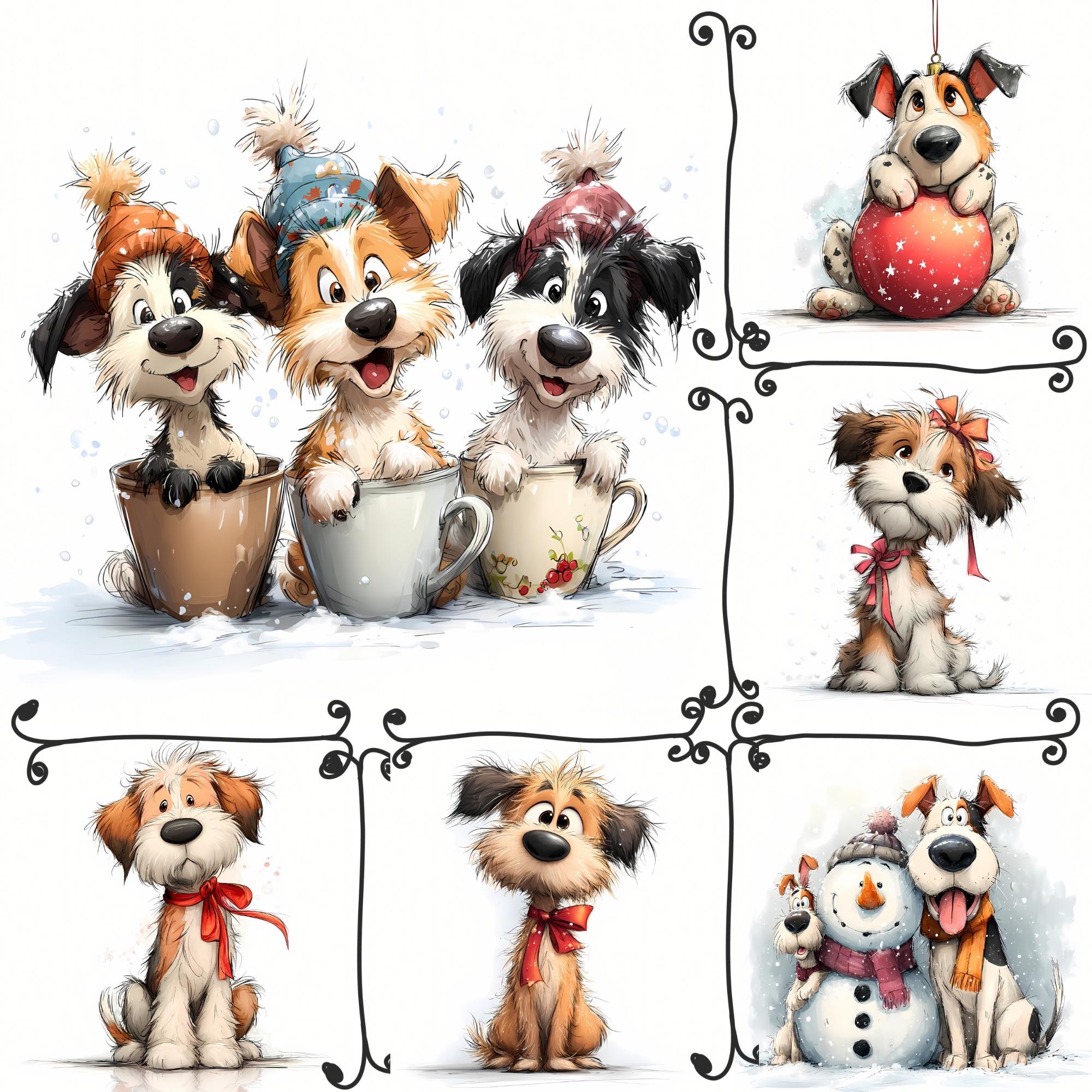 59 Sweet Christmas Dogs JPEG Bundle: Winter Woodland Clip Art (digital ...