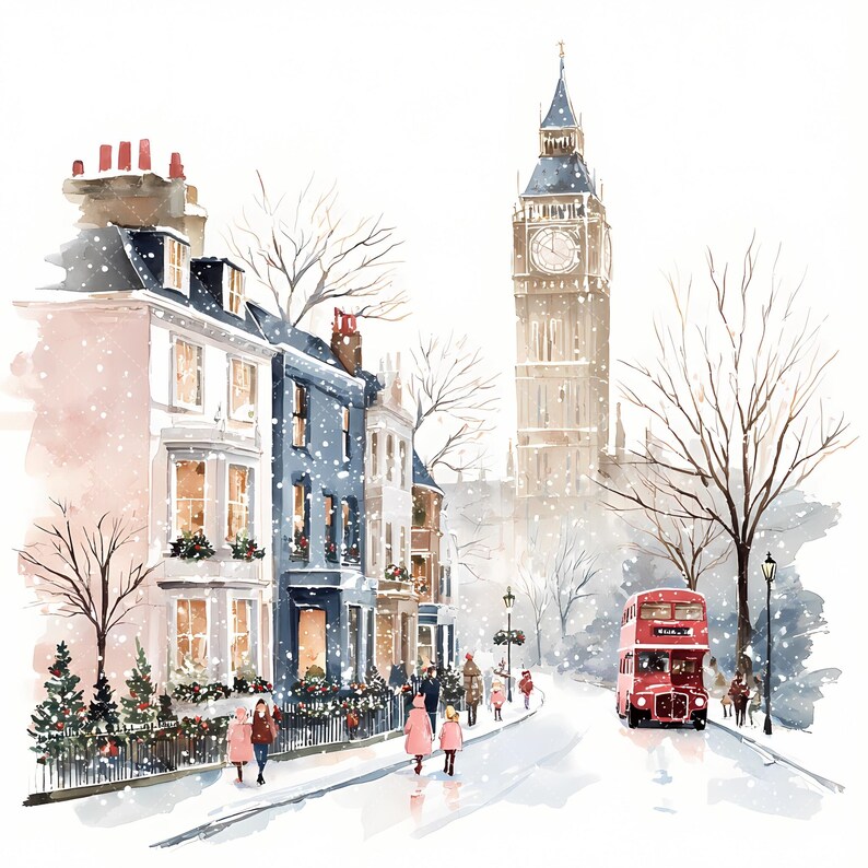 44 Christmas in London Clipart, Winter London, Cute London Travel ...
