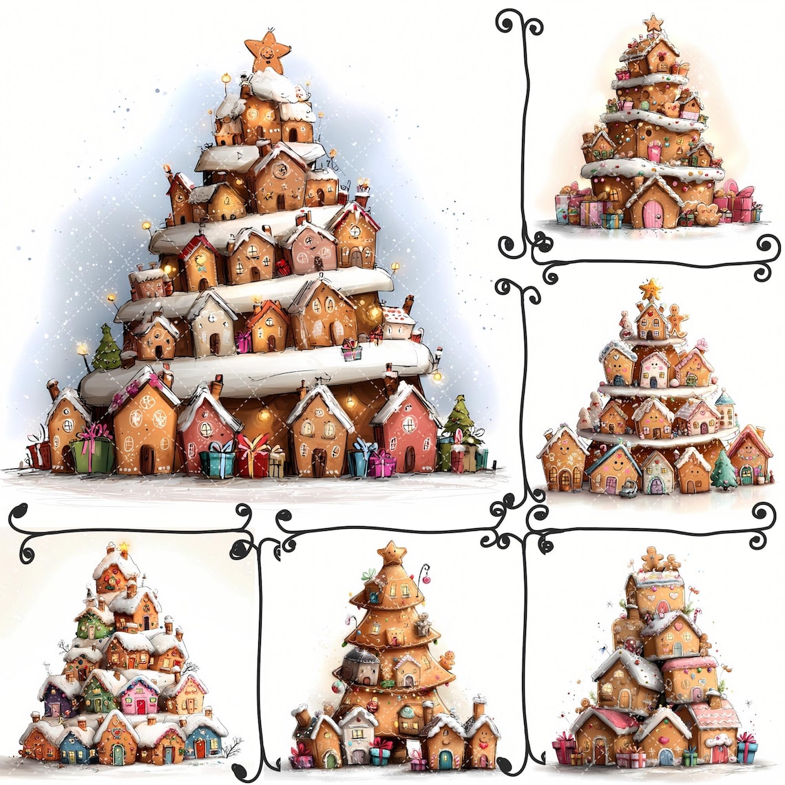 Whimsical Gingerbread Christmas Tree Clipart: Cute Festive Cookie ...