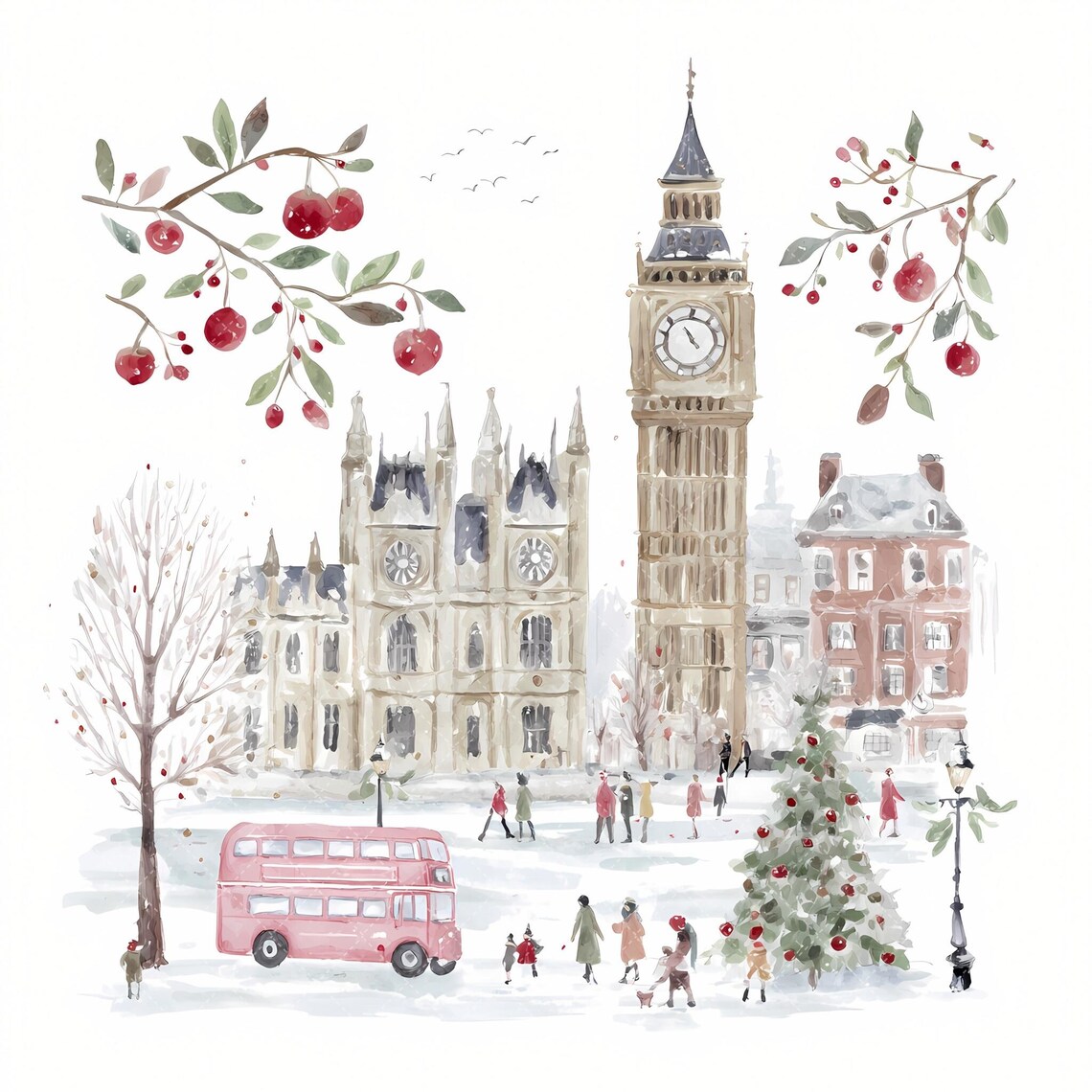 44 Christmas in London Clipart, Winter London, Cute London Travel ...