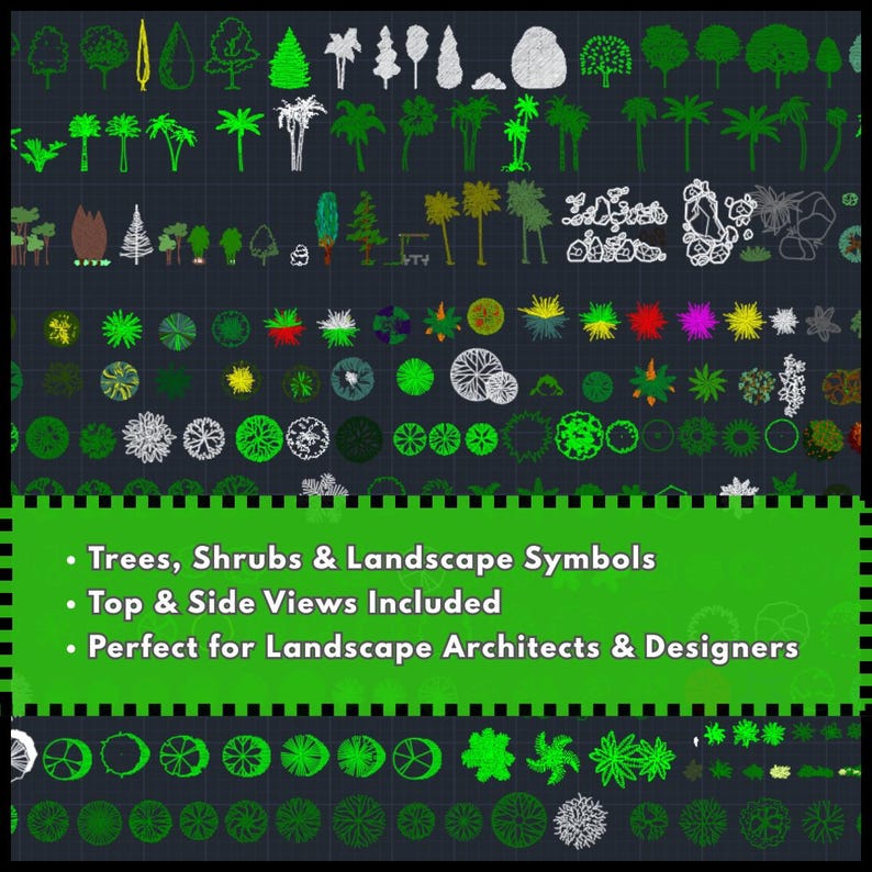 Mega Autocad Landscape Plant Blocks | CAD Tree, Shrub & Palm Library ...
