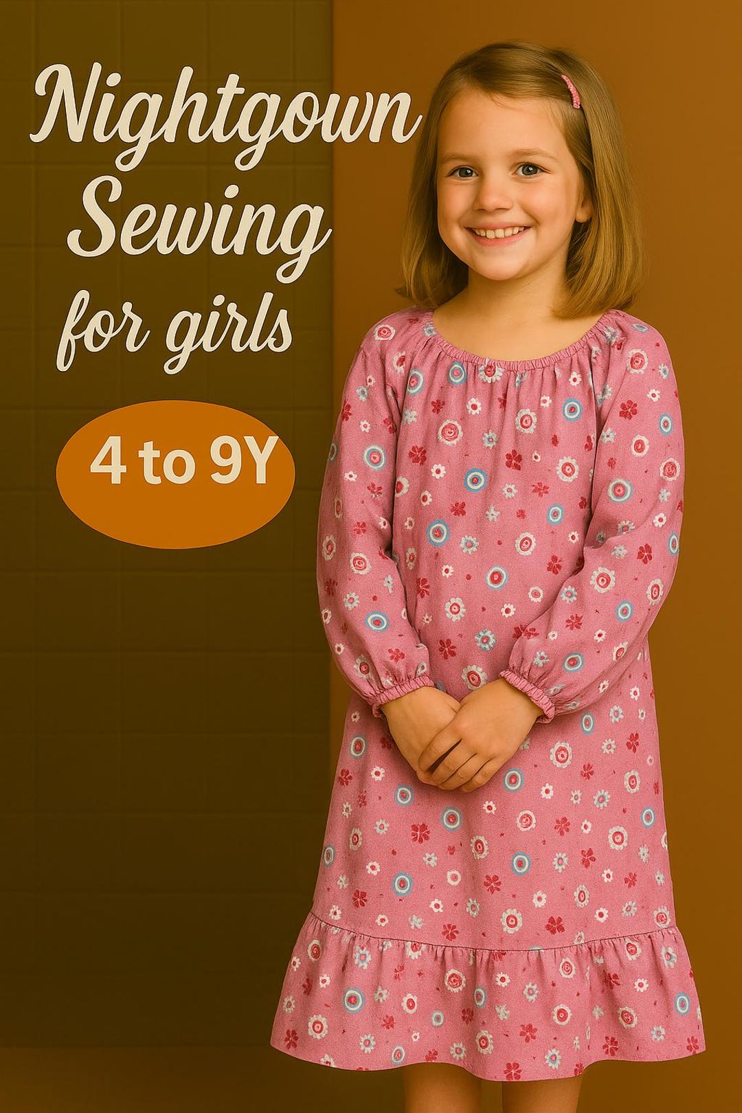 Girls Flannel Nightgown PDF – Toddler & Kids Ruffle Sleepwear Sewing ...
