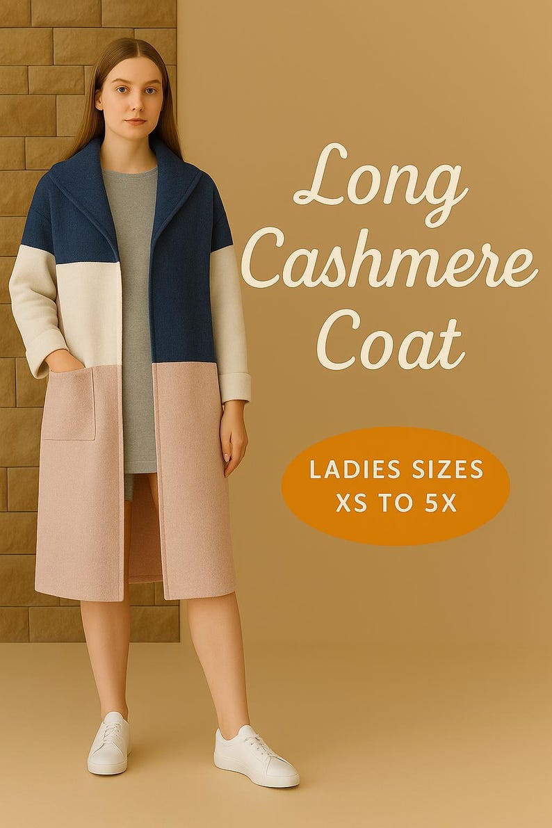 Women’s Long Coat Sewing Pattern PDF – Wool & Cashmere Winter Overcoat ...