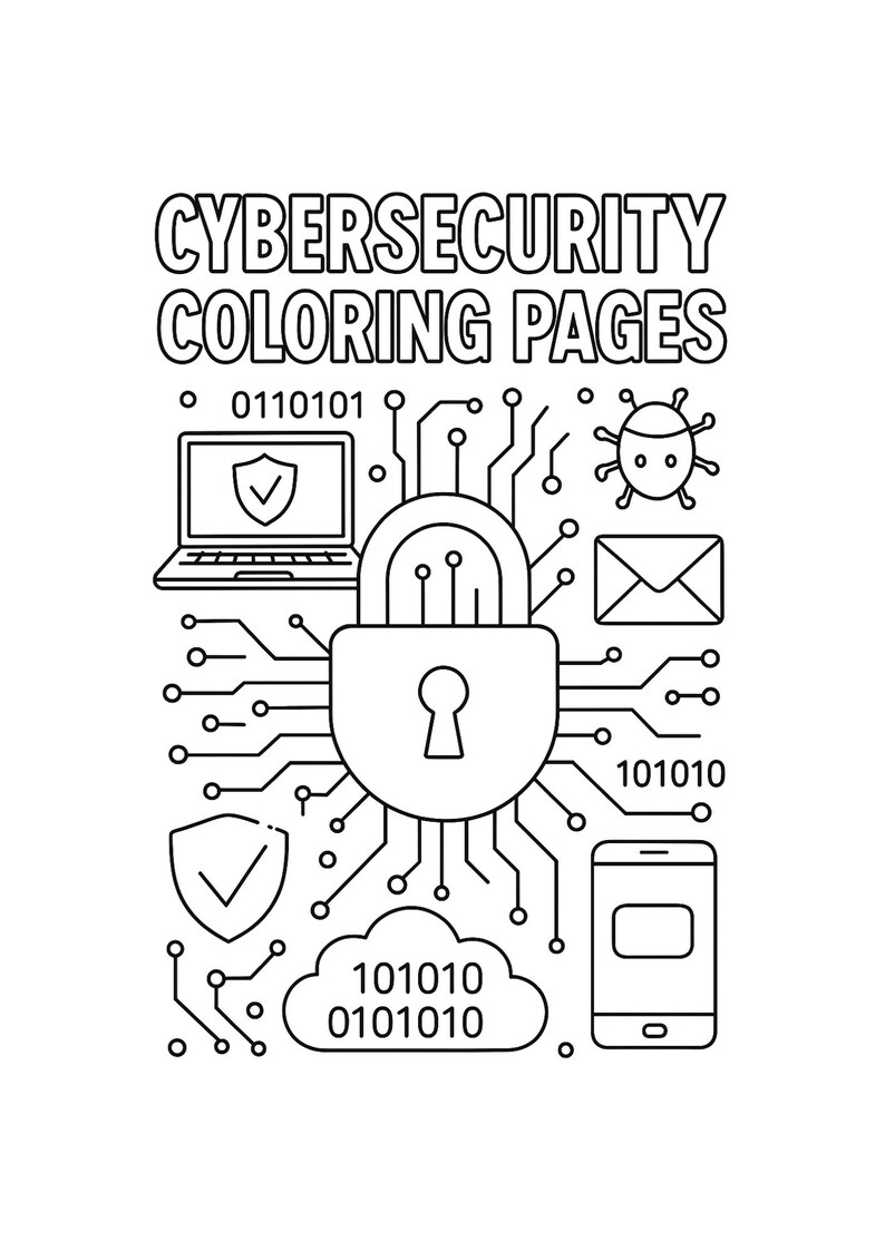 10 Printable Cybersecurity Coloring Pages | Unique Geek Gift | IT Tech ...