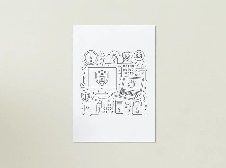 Cybersecurity Coloring Pages: Geeky Tech Gift, IT Activity Book ...