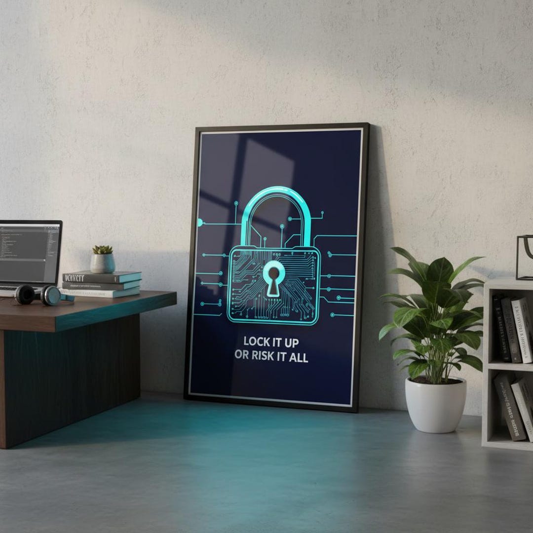 Cybersecurity Poster: Lock It up Slogan, Tech Office Decor (digital ...