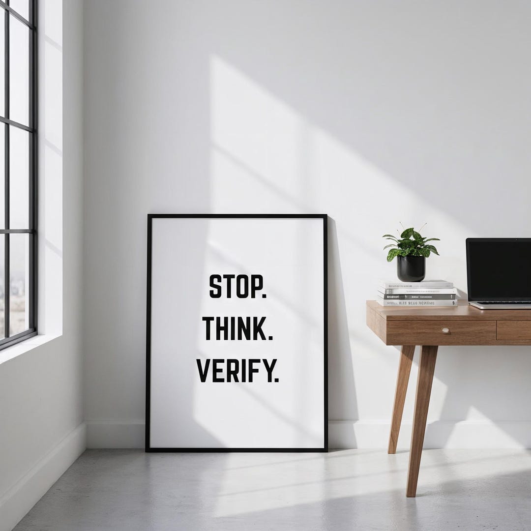 2026 Stop Think Verify Poster Printable | Cybersecurity Wall Art ...