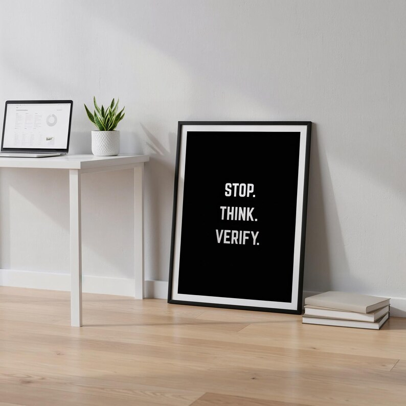 Cybersecurity Poster | Stop Think Verify, Internet Safety (digital PDF ...