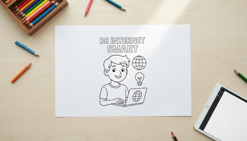 Internet Safety Coloring Pages: Cyber Awareness Worksheets (PDF) - Etsy