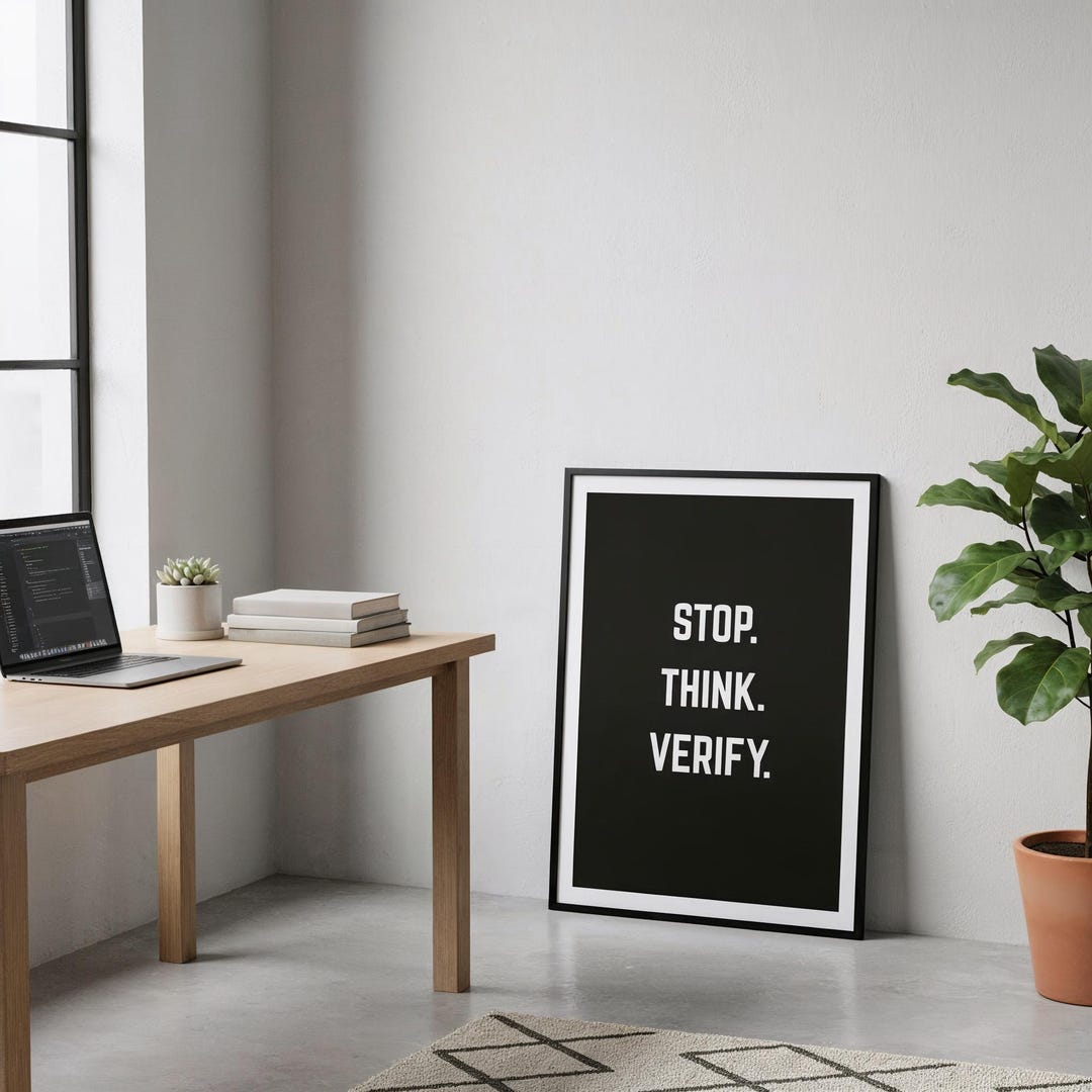 Cybersecurity Poster | Stop Think Verify, Internet Safety (digital PDF ...