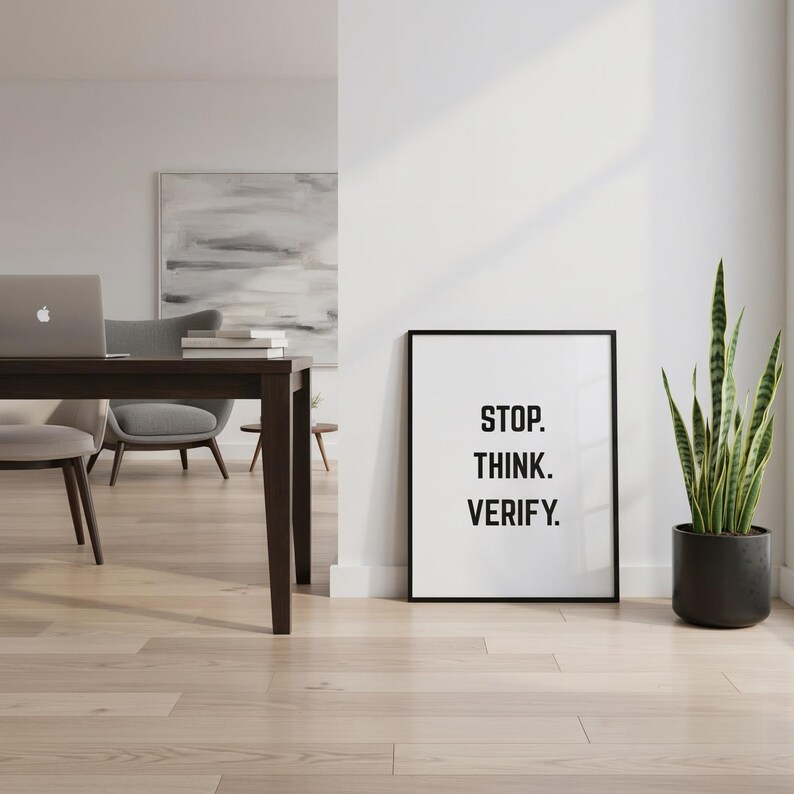 2026 Stop Think Verify Poster Printable | Cybersecurity Wall Art ...
