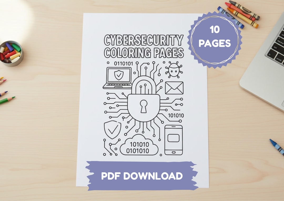 Cybersecurity Coloring Pages: Geeky Tech Gift, IT Activity Book ...