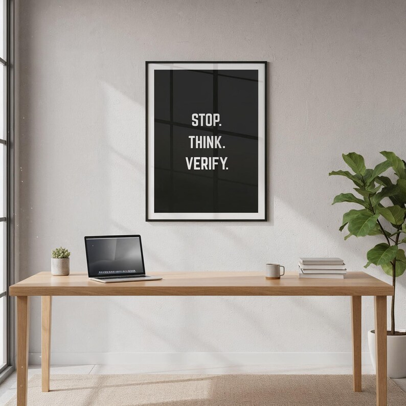 Cybersecurity Poster | Stop Think Verify, Internet Safety (digital PDF ...