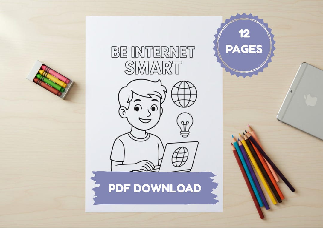 Internet Safety Coloring Pages: Cyber Awareness Worksheets (PDF) - Etsy