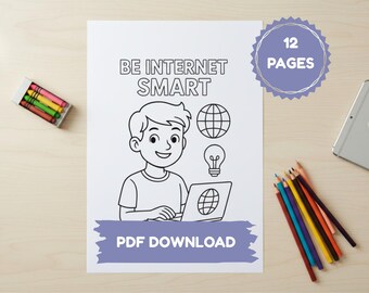 Internet Safety Coloring Pages: Cyber Awareness Worksheets (PDF) - Etsy