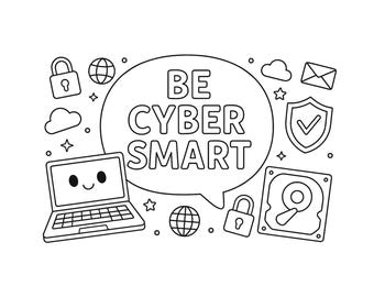 Cyber Safety Coloring 10 Pages: Online Safety for Kids (PDF Download A4 ...