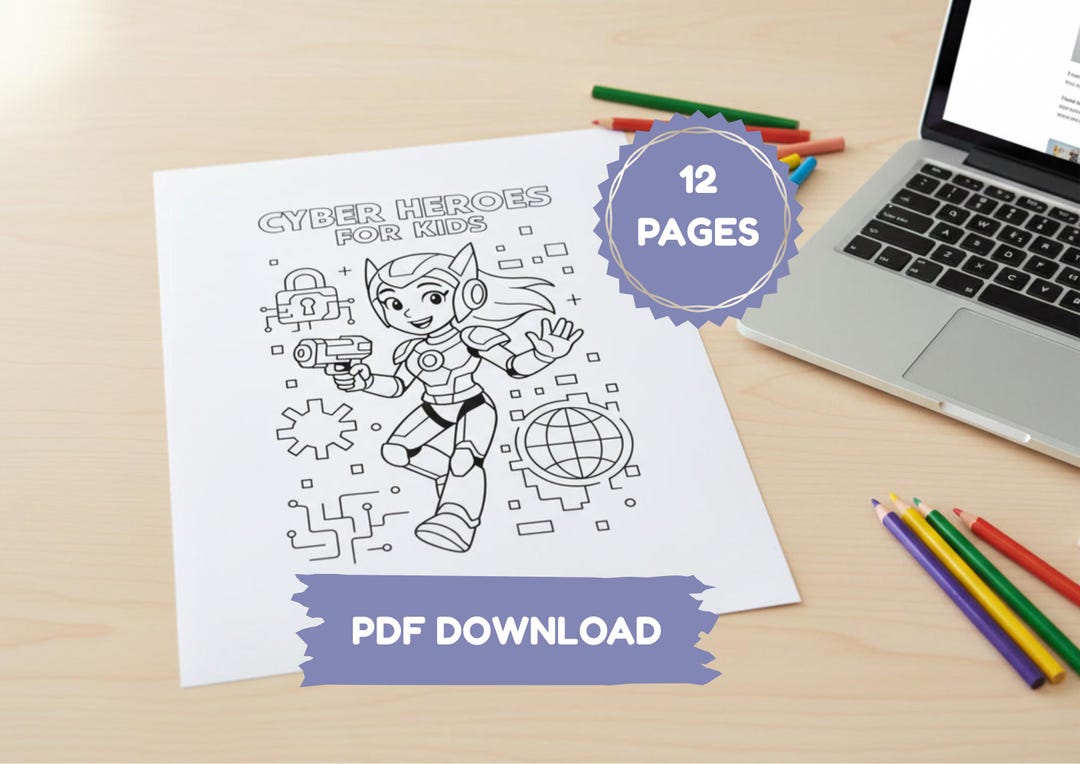 Cyber Heroes Coloring Pages: Kids Cyber Safety Activity (digital ...